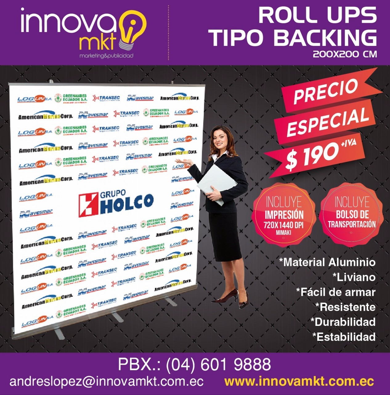 Roll Up 2×2 Tipo Backing – Innovamkt